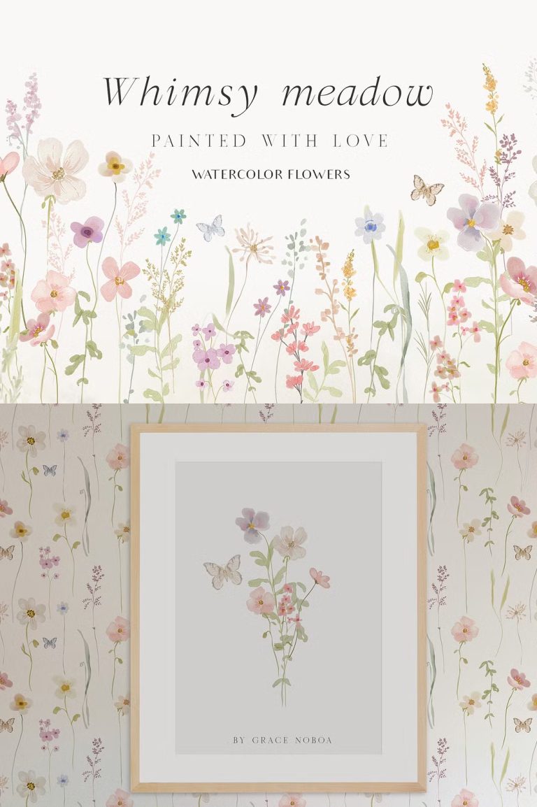 Watercolor Floral Wildflower Clipart - Hecavi - Illustrations ...