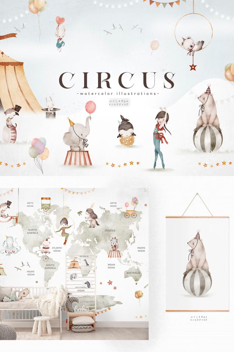CIRCUS watercolor illustrations - Hecavi - Illustrations Inspiration ...