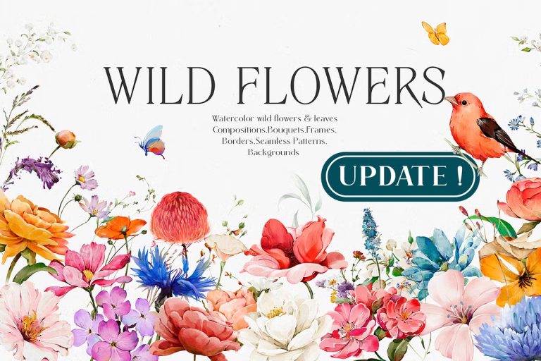 Watercolor Floral Wildflower Clipart - Hecavi - Illustrations ...