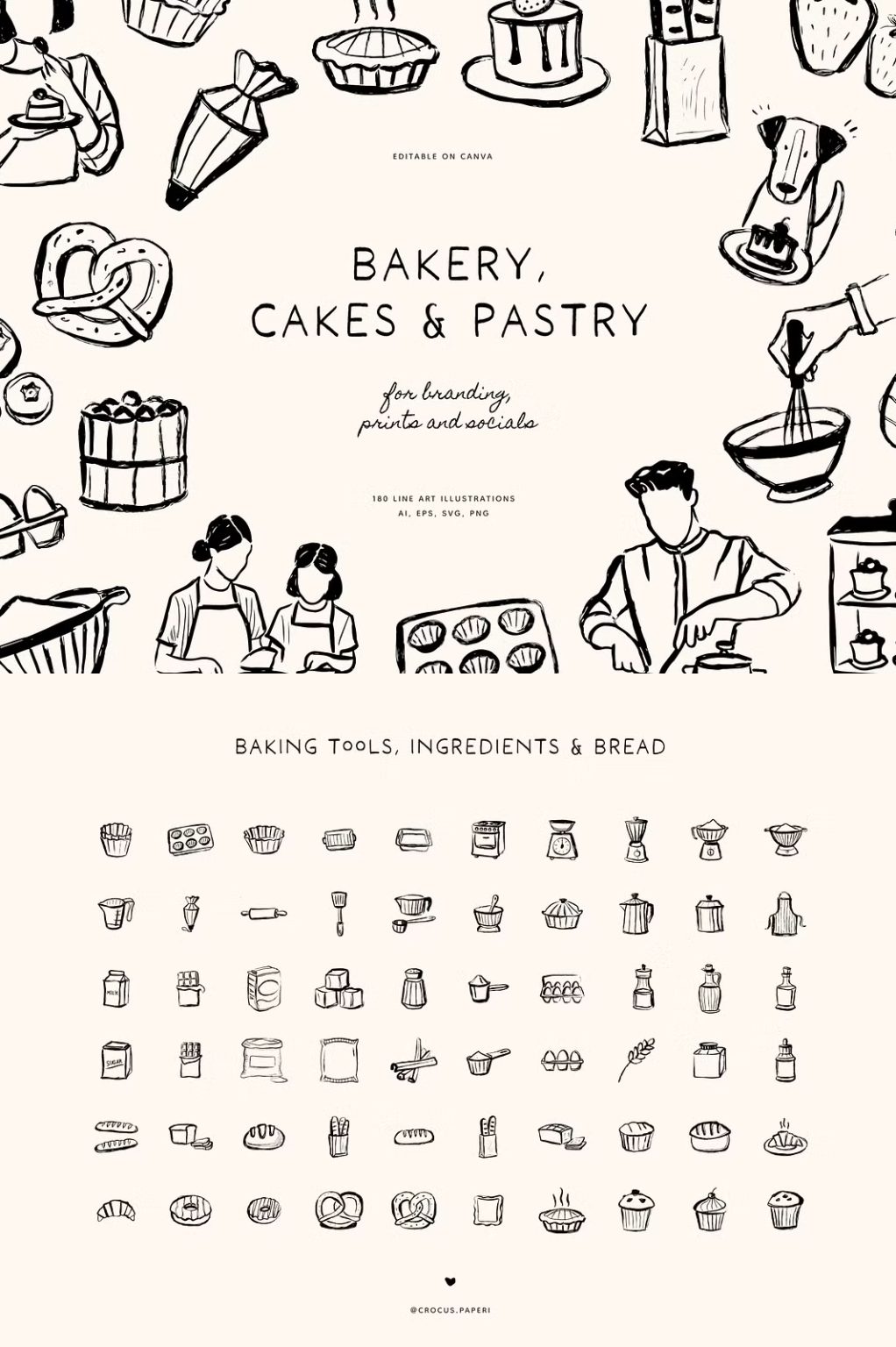 BAKERY Line Art Illustrations - Hecavi - Illustrations Inspiration Website
