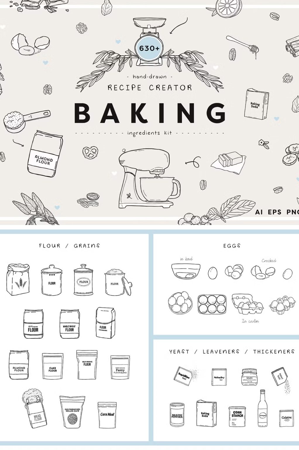 Baking Ingredients Recipe Creator - Hecavi - Illustrations Inspiration ...