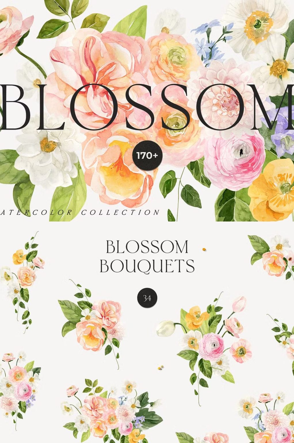 BLOSSOM Spring Watercolor Flowers - Hecavi - Illustrations Inspiration ...