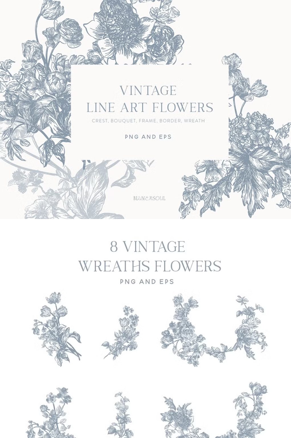 Vintage Line Art Flowers Clipart - Hecavi - Illustrations Inspiration ...
