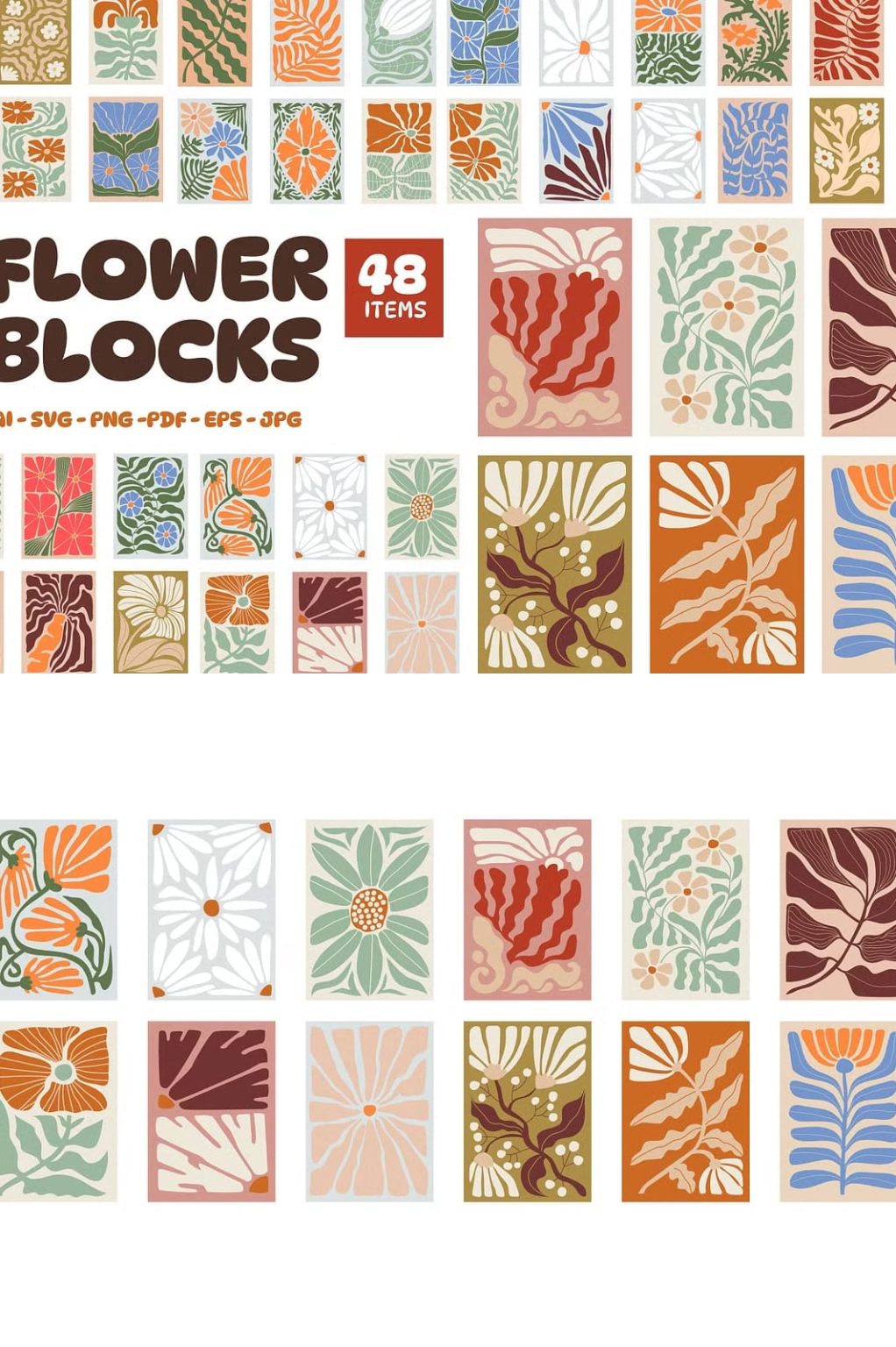 Vintage Flower Blocks Art Print - Hecavi - Illustrations Inspiration ...