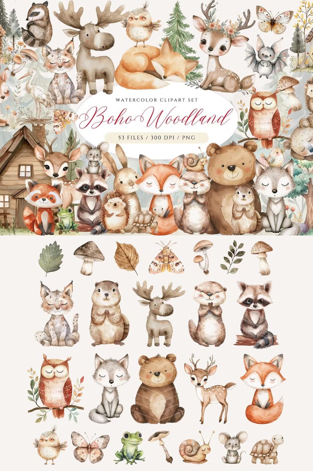 Boho Woodland Animals Clipart - Hecavi - Illustrations Inspiration Website