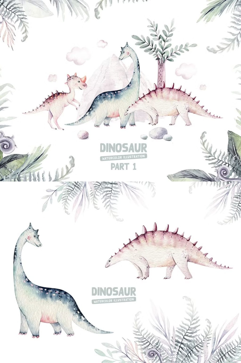 Dino. Watercolor Collection. Part I - Hecavi - Illustrations ...