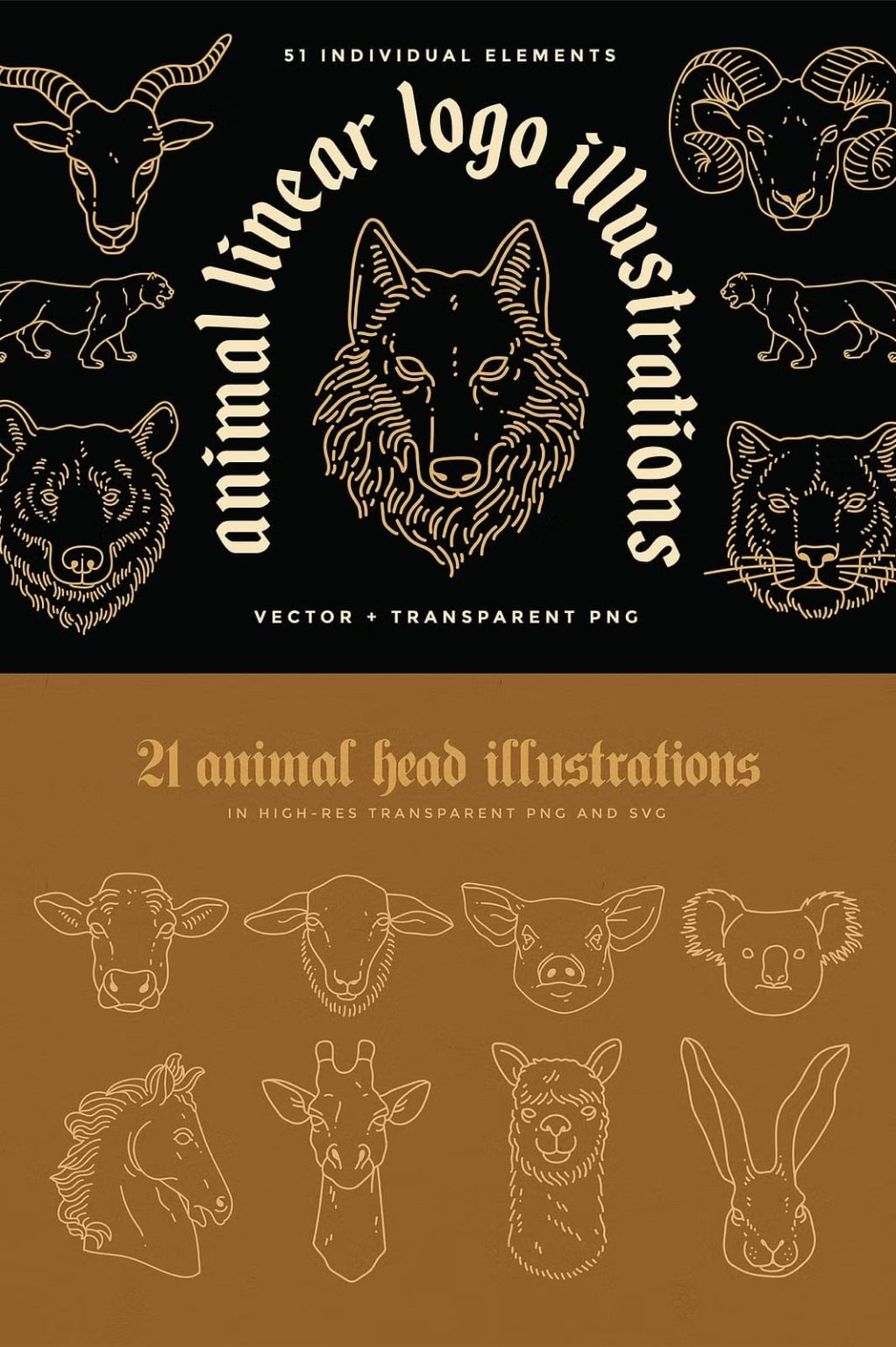 Animal Linear Logo Illustrations - Hecavi - Illustrations Inspiration ...