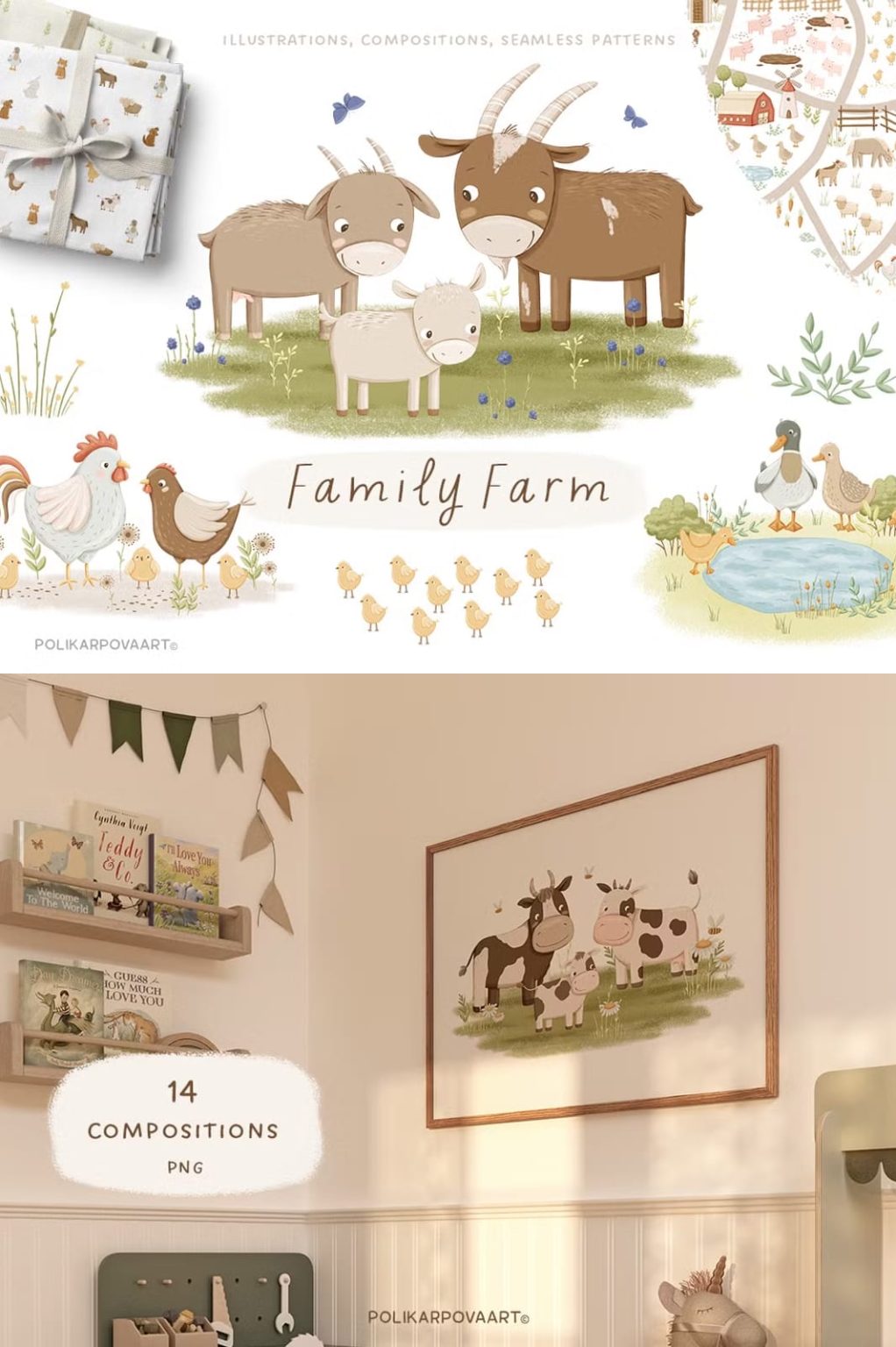 Family Farm Animals Baby Collection - Hecavi - Illustrations ...