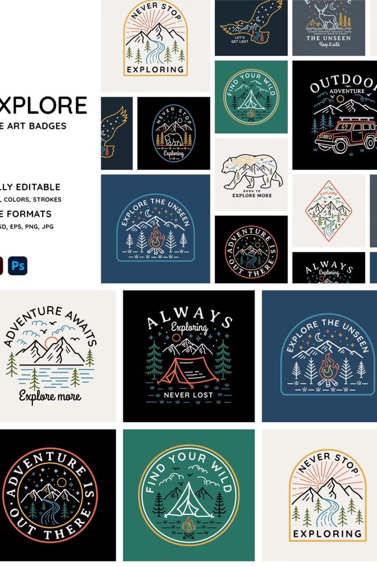 Explore Line Art Badges - Hecavi - Illustrations Inspiration Website
