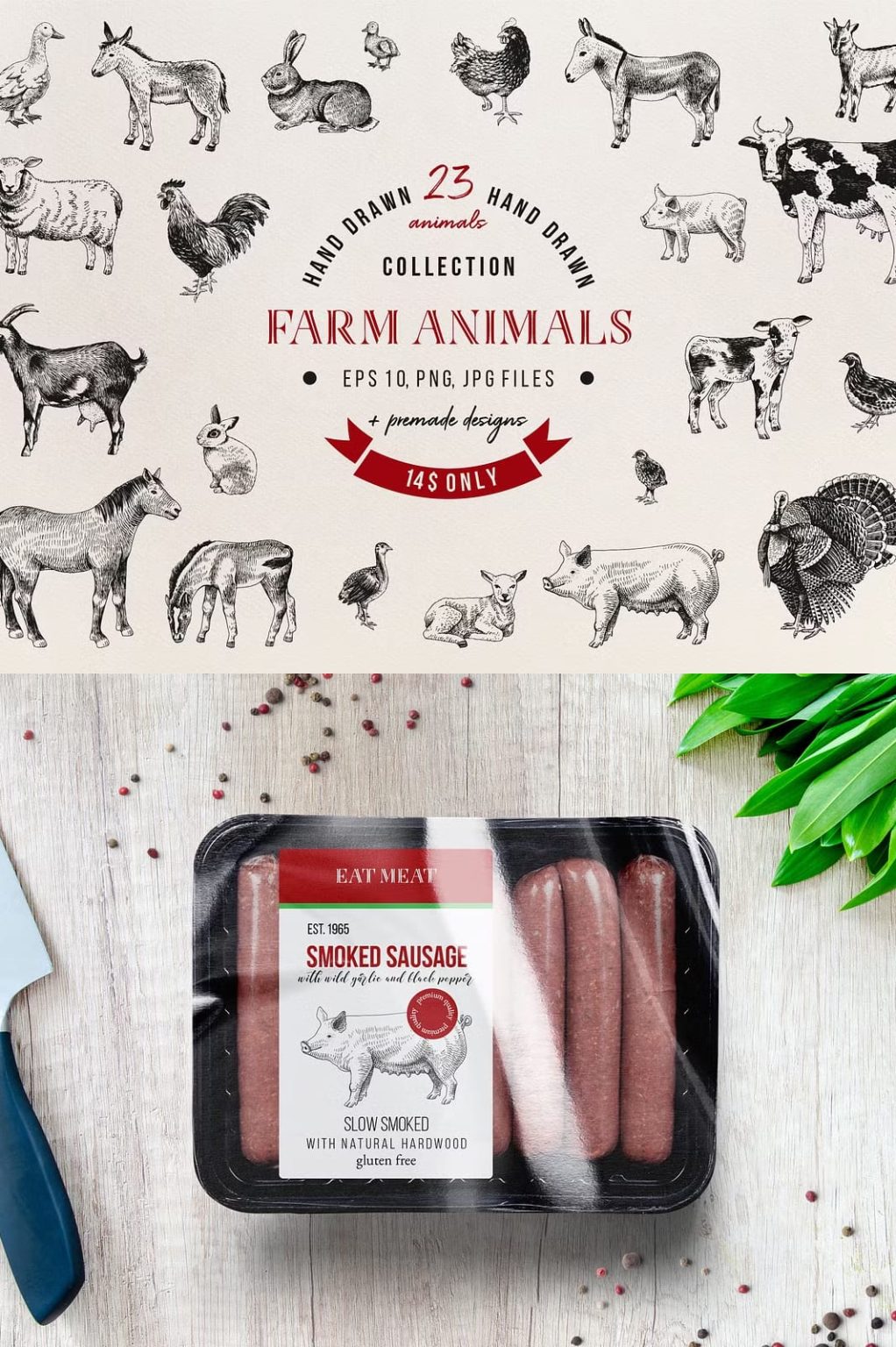 Hand-drawn Farm Animls Collection - Hecavi - Illustrations Inspiration ...