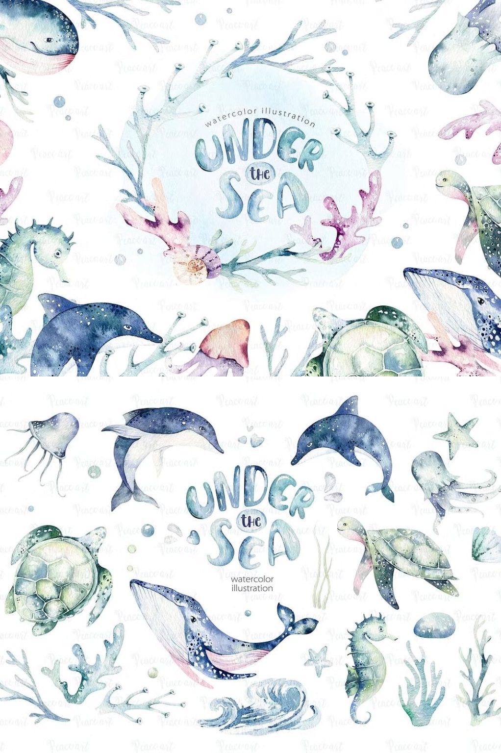 Under The Sea Watercolor Set - Hecavi - Illustrations Inspiration Website