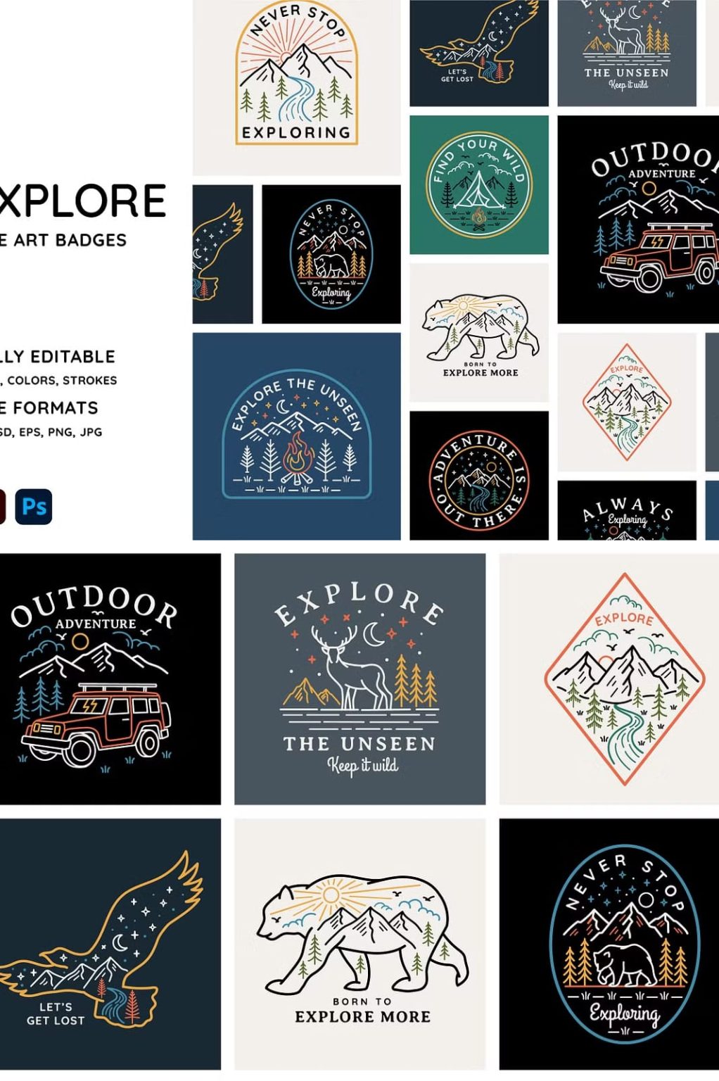 Explore Line Art Badges - Hecavi - Illustrations Inspiration Website