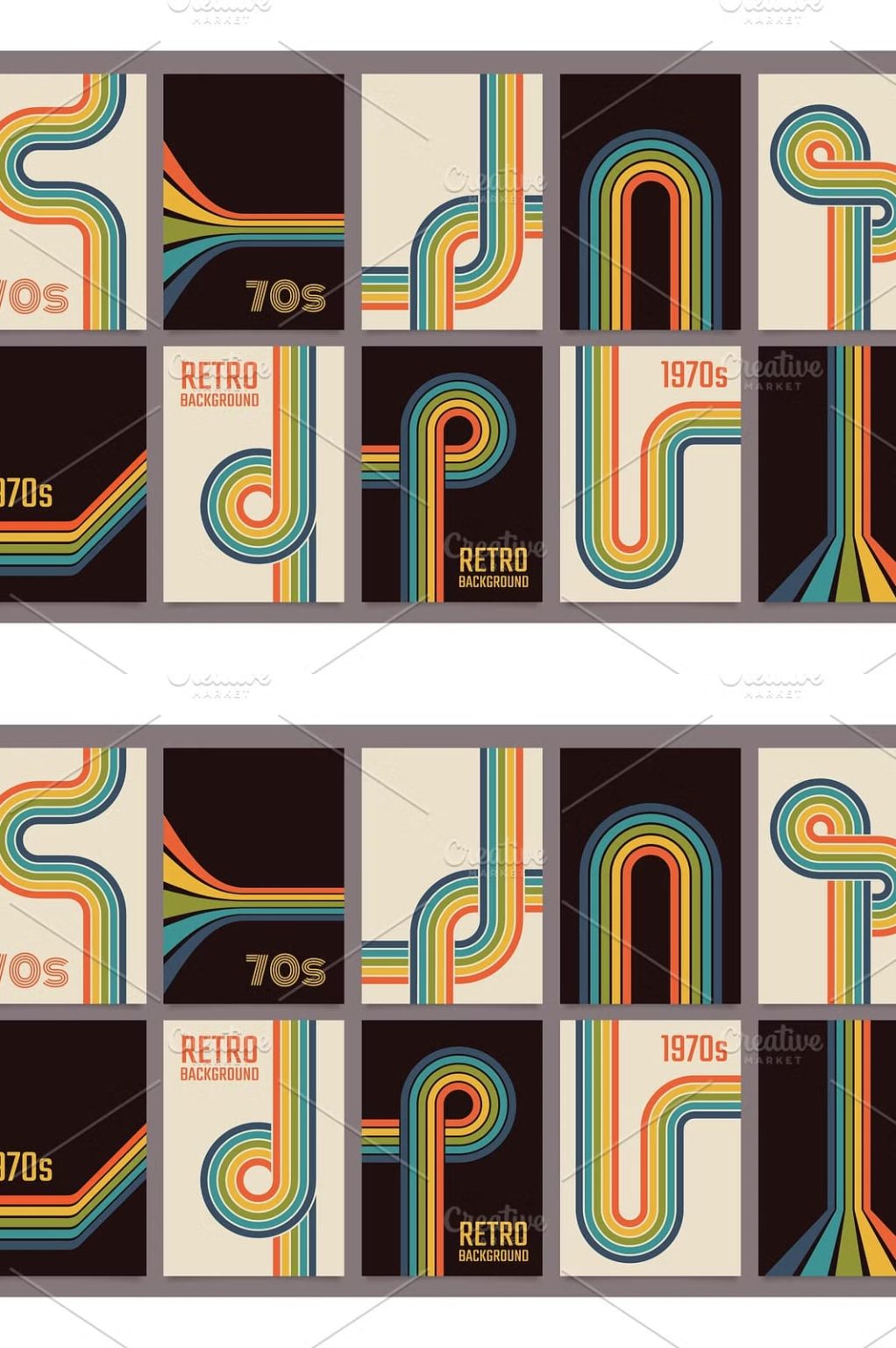 Retro 70s Geometric Posters, Vintage - Hecavi - Illustrations ...