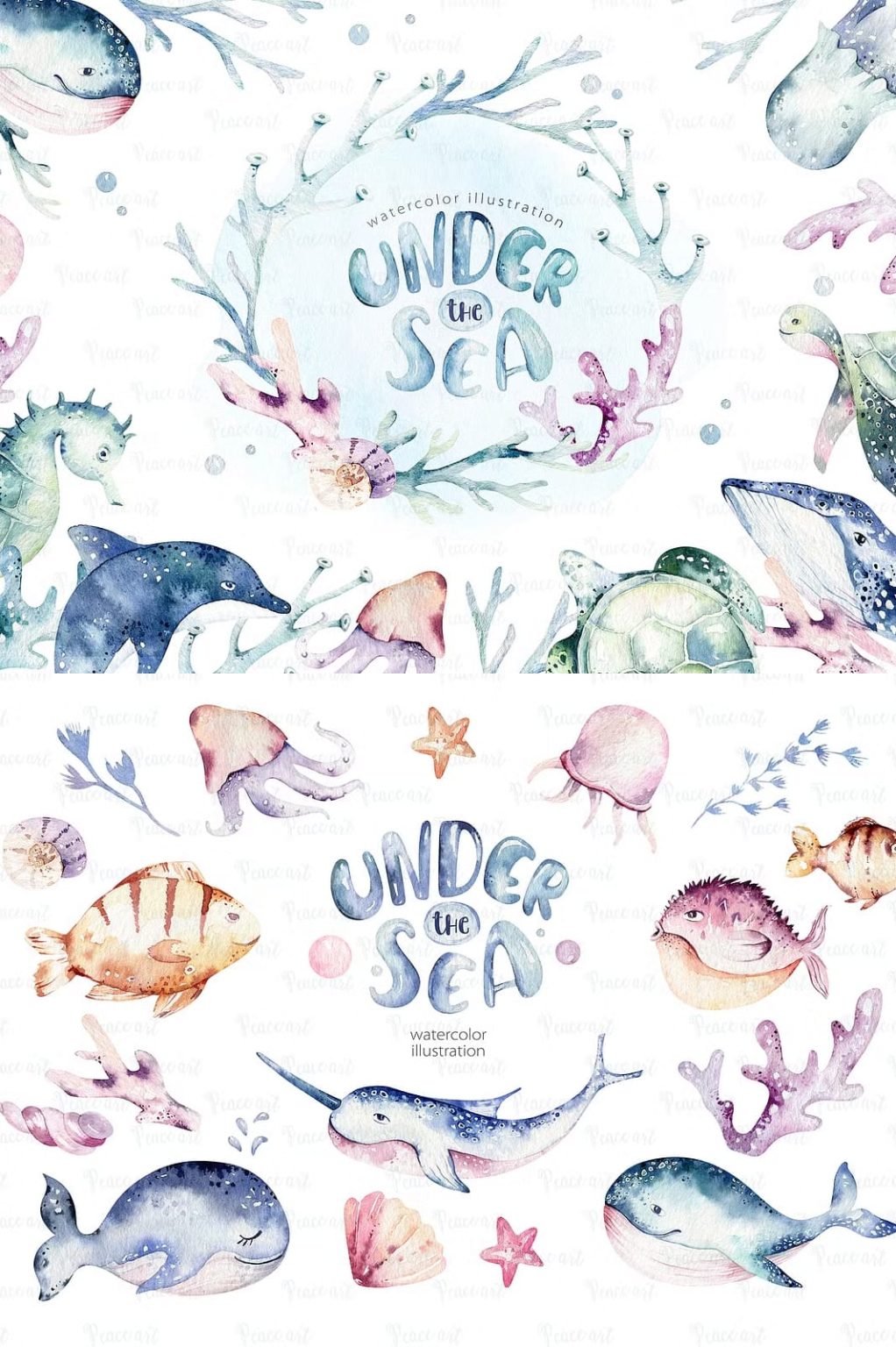 Under The Sea Watercolor Set - Hecavi - Illustrations Inspiration Website