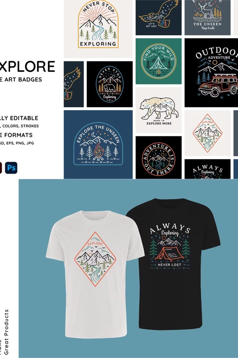 Explore Line Art Badges - Hecavi - Illustrations Inspiration Website