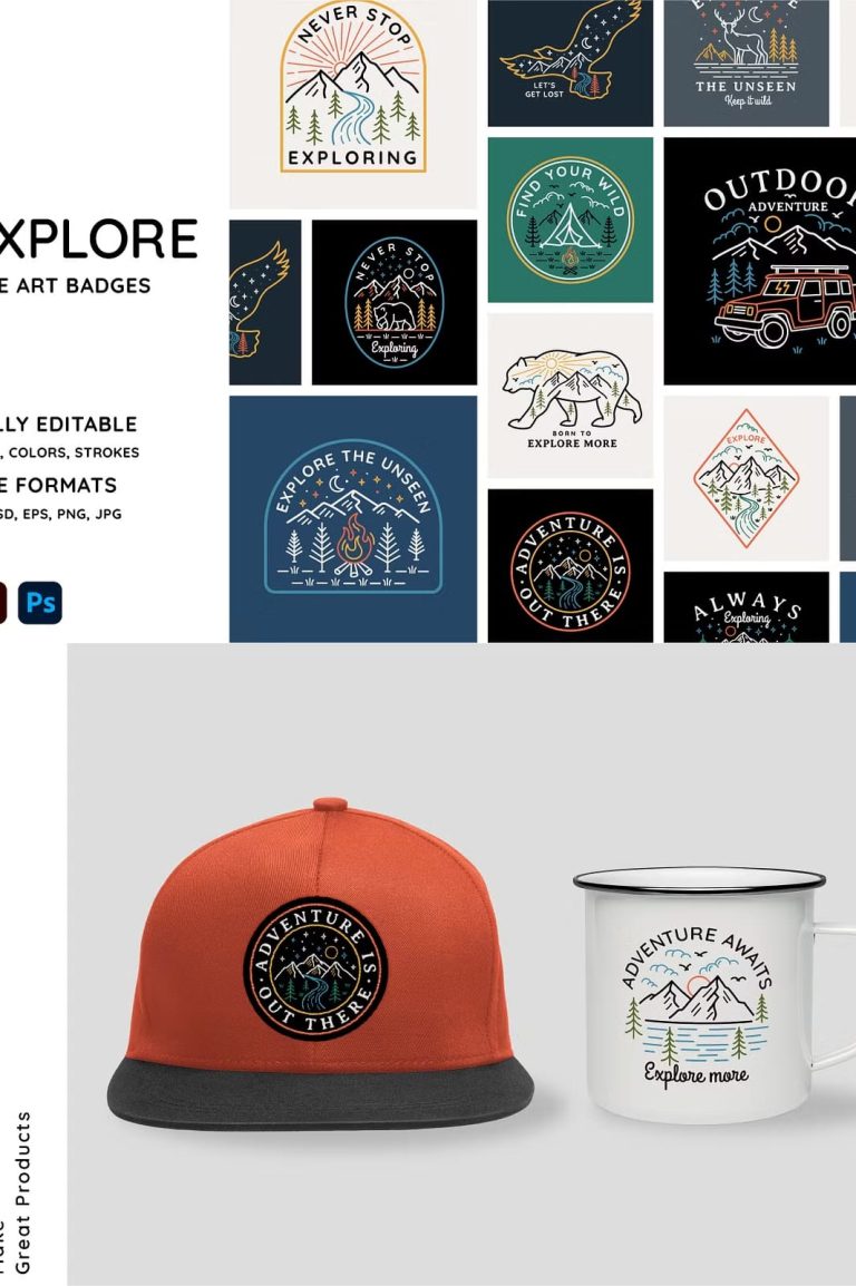 Explore Line Art Badges - Hecavi - Illustrations Inspiration Website