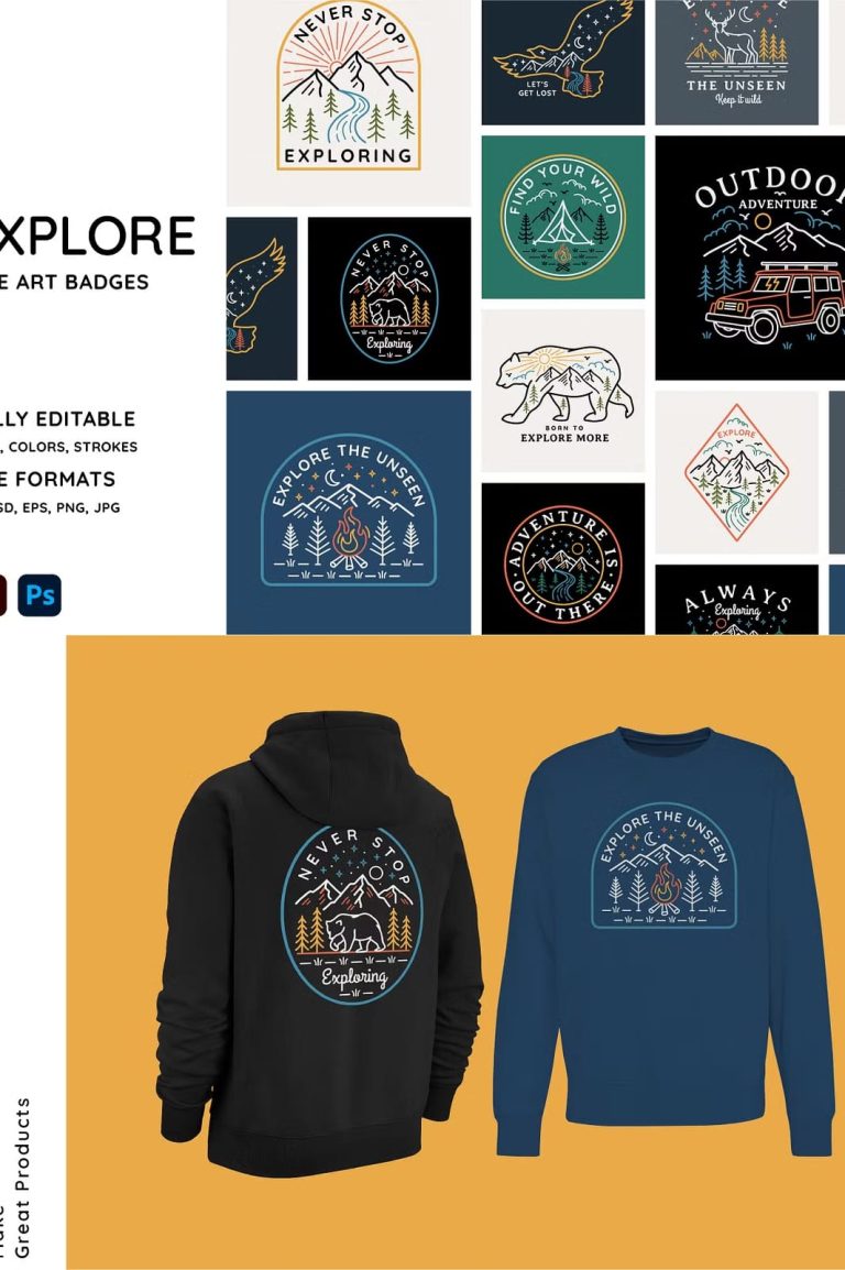Explore Line Art Badges - Hecavi - Illustrations Inspiration Website