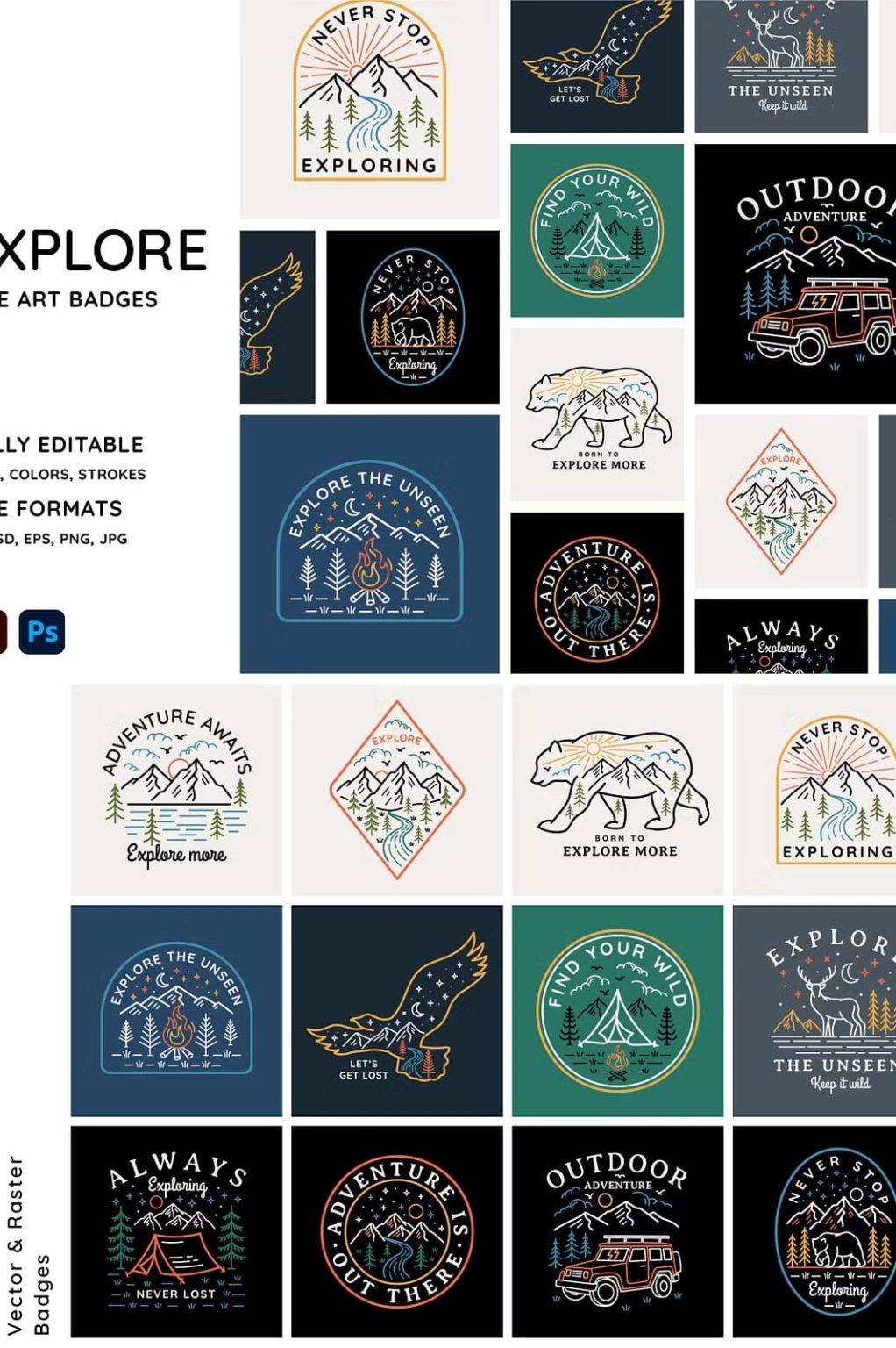 Explore Line Art Badges - Hecavi - Illustrations Inspiration Website