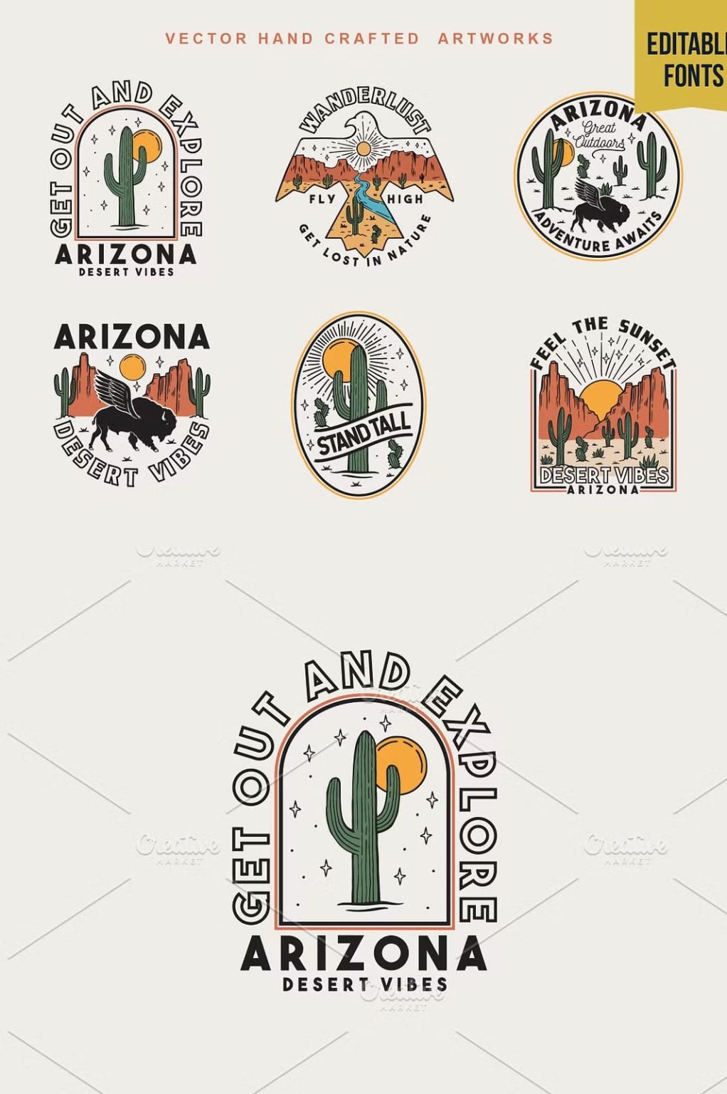 Vector Desert Badges - Hecavi - Illustrations Inspiration Website
