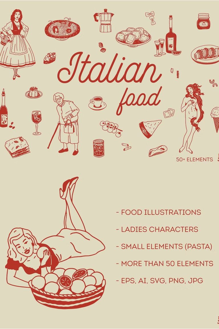 Italian Food Clipart Bundle – Pasta - Hecavi - Illustrations ...