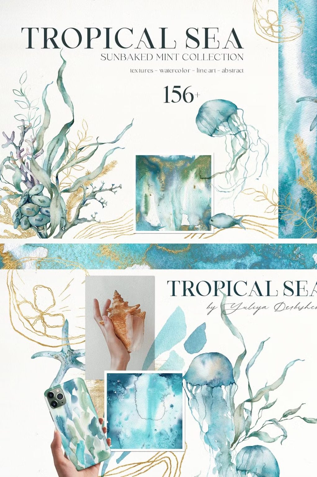 Watercolor Ocean Animals Background - Hecavi - Illustrations ...
