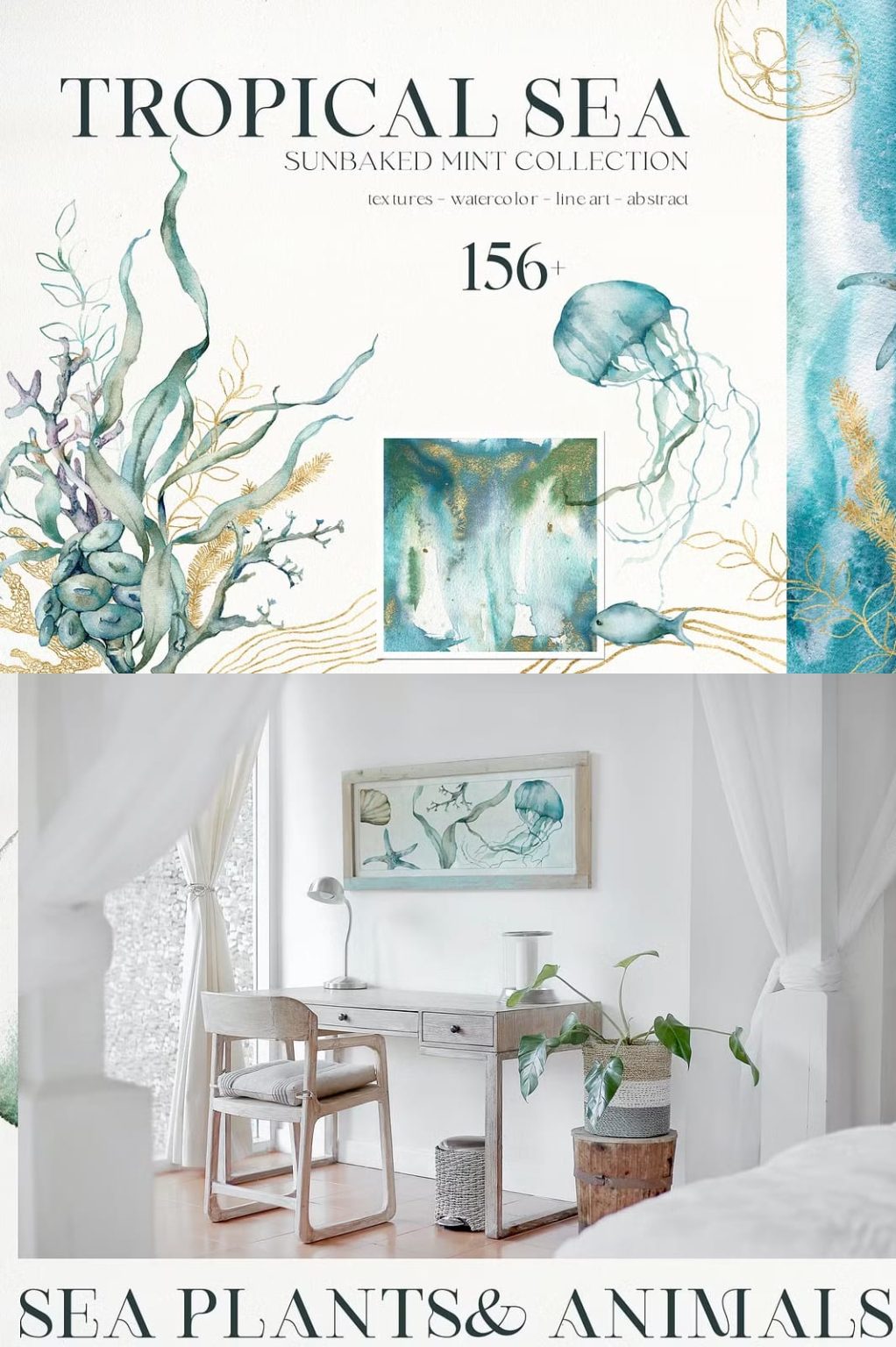 Watercolor Ocean Animals Background - Hecavi - Illustrations ...