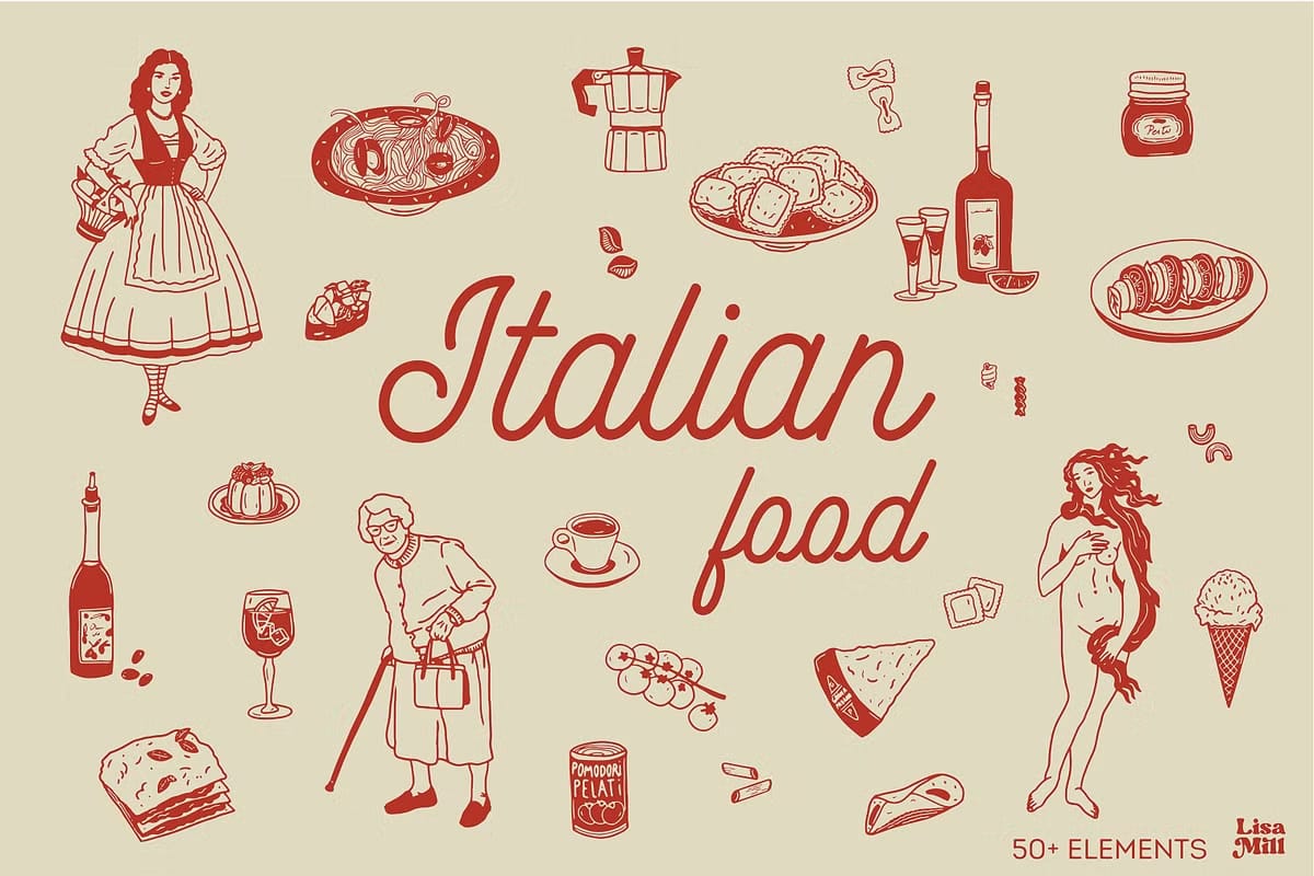 Italian Food Clipart Bundle – Pasta - Hecavi - Illustrations ...