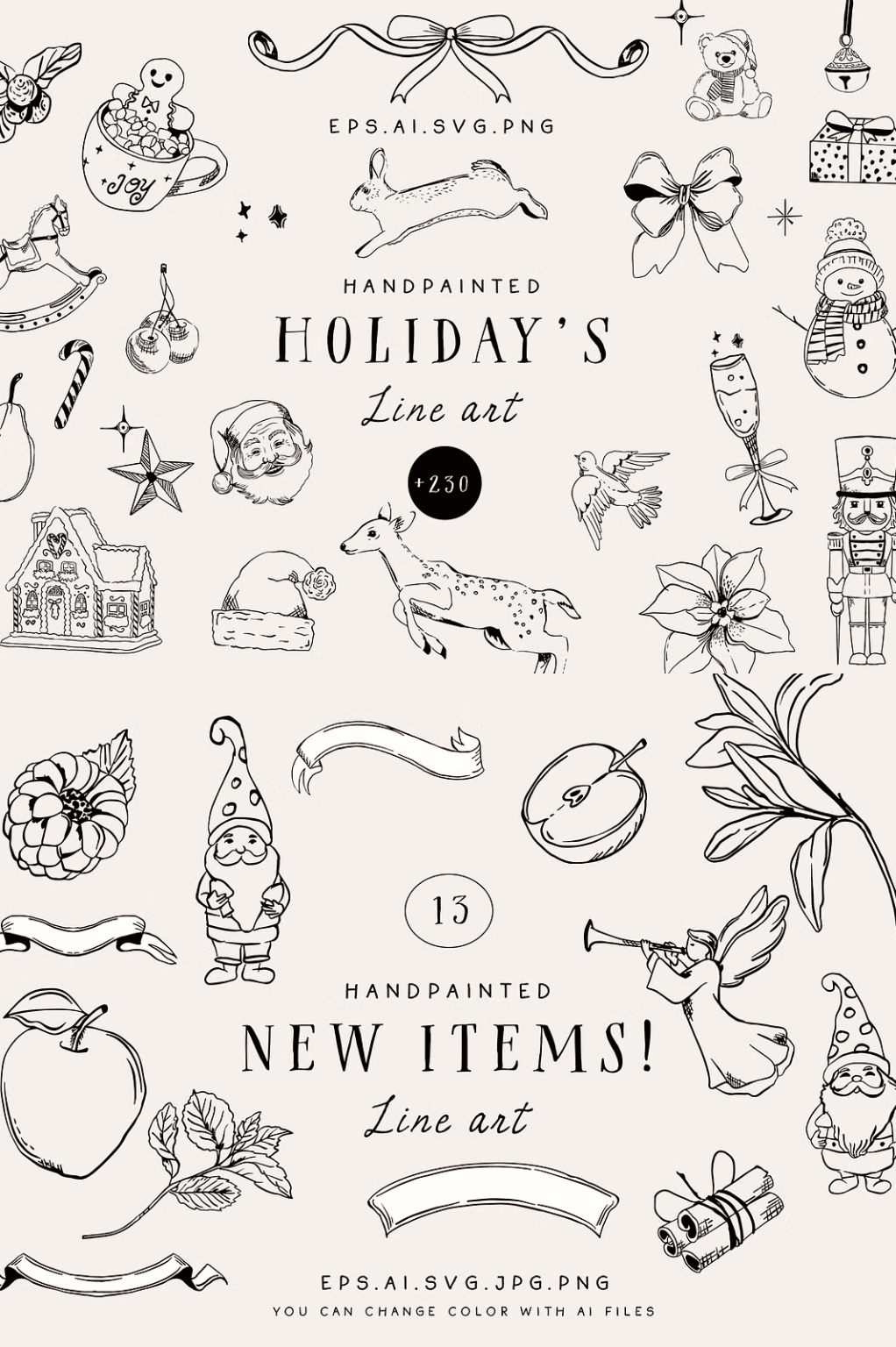 Christmas Holiday Doodle Line Art - Hecavi - Illustrations Inspiration ...