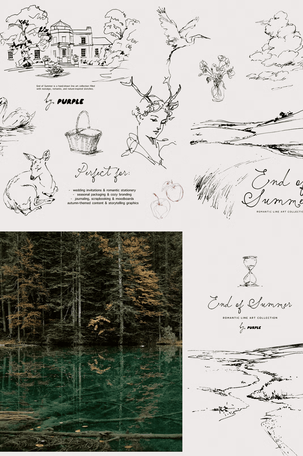 End of Summer: Line Art Collection - Hecavi - Illustrations Inspiration ...