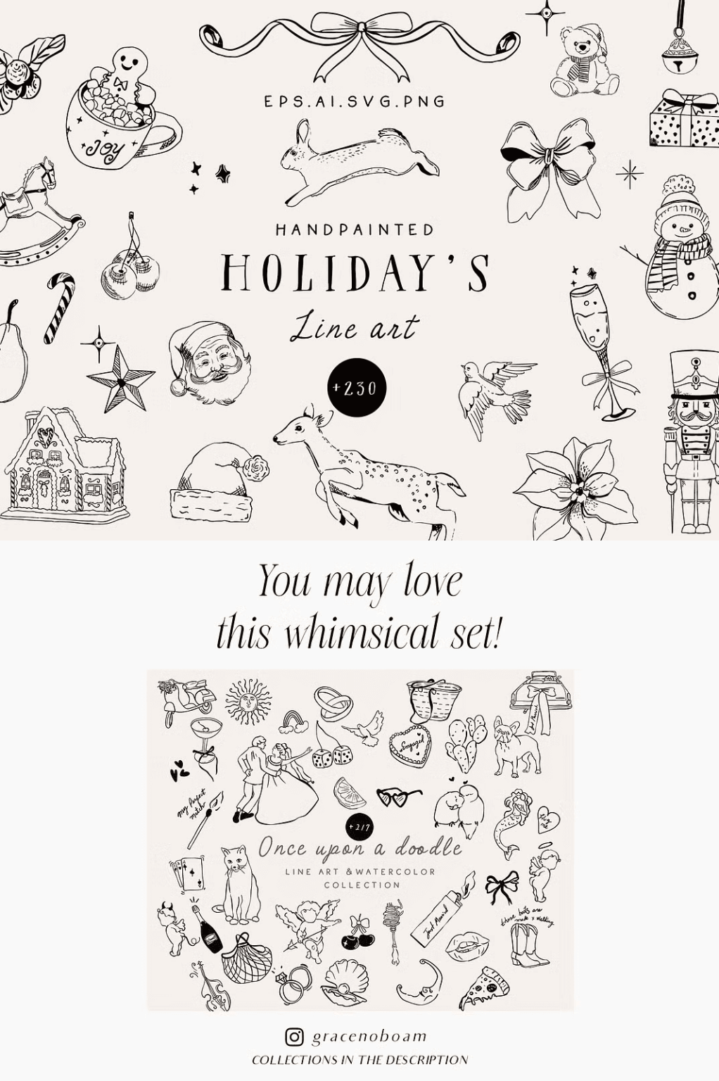 Christmas Holiday Doodle Line Art - Hecavi - Illustrations Inspiration ...