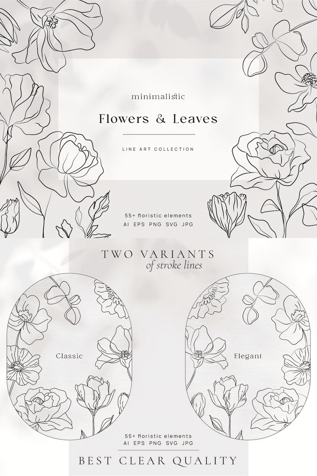 Minimalistic Line Flowers & Leaves - Hecavi - Illustrations Inspiration ...