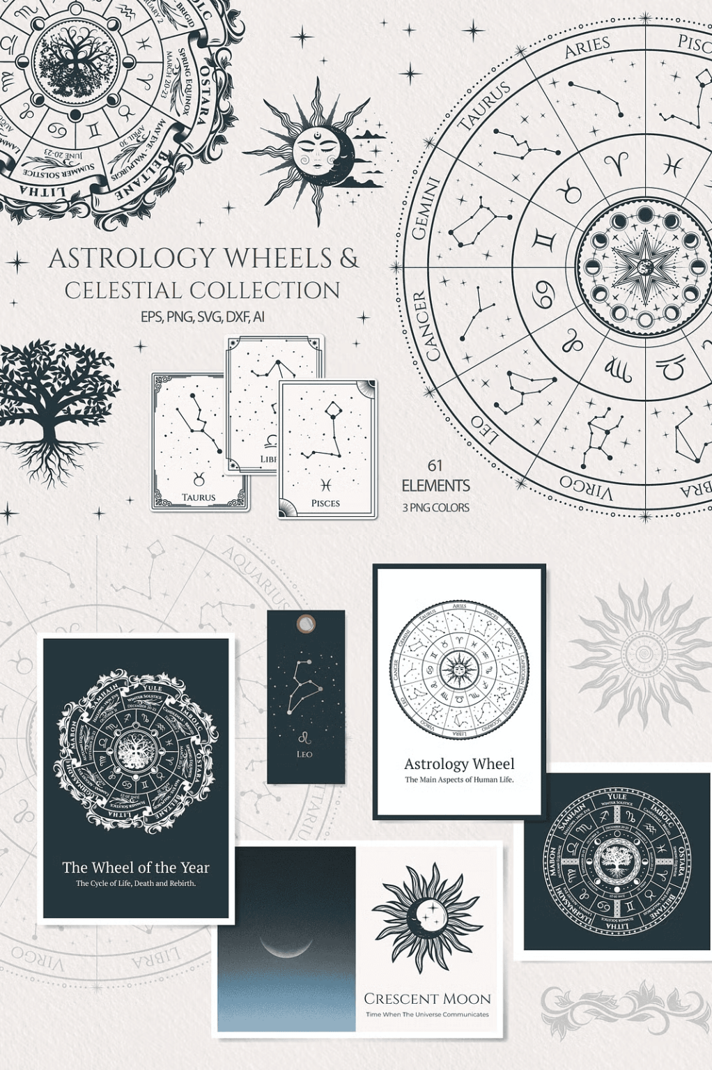 Zodiac Wheel & Wheel of The Year - Hecavi - Illustrations Inspiration ...