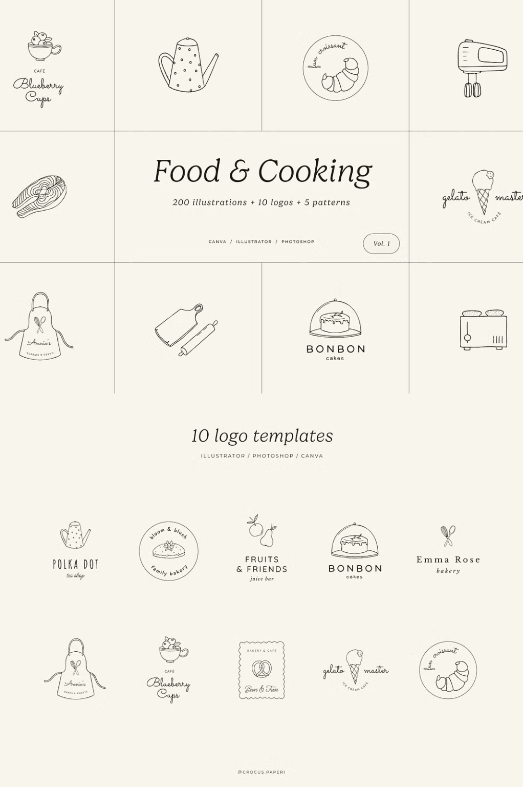 Food & Cooking Icons & Logos Vol. 1 - Hecavi - Illustrations ...