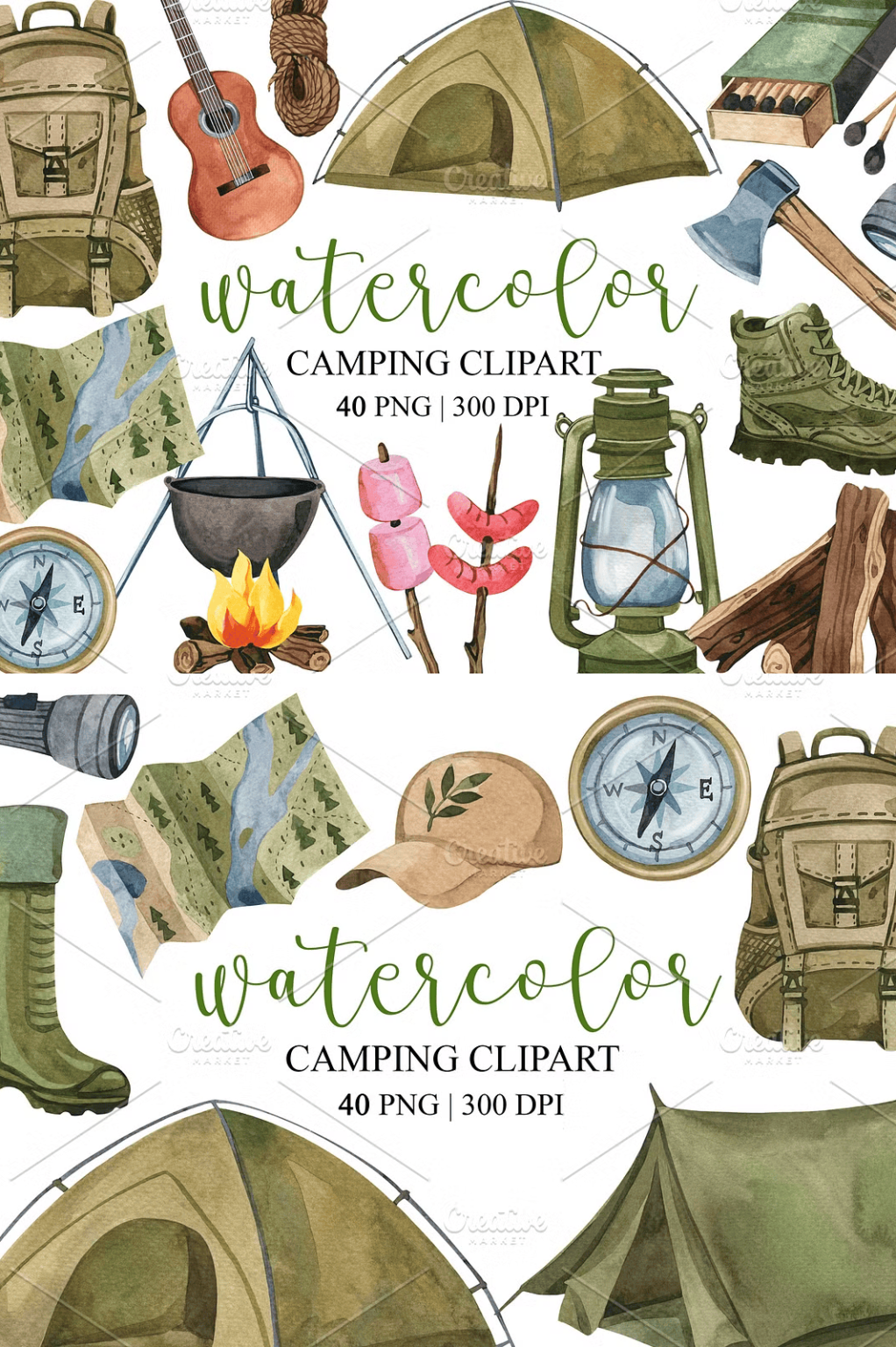 Watercolor Camping Clipart, PNG - Hecavi - Illustrations Inspiration ...