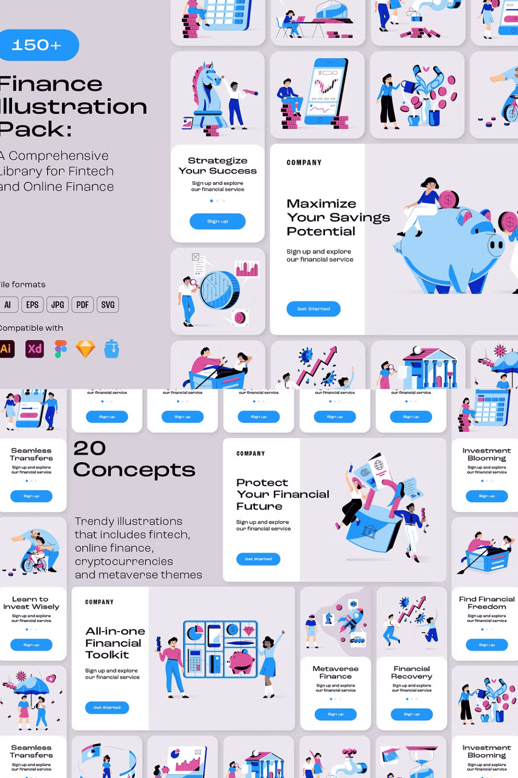 Finance Illustration Pack - Hecavi - Illustrations Inspiration Website
