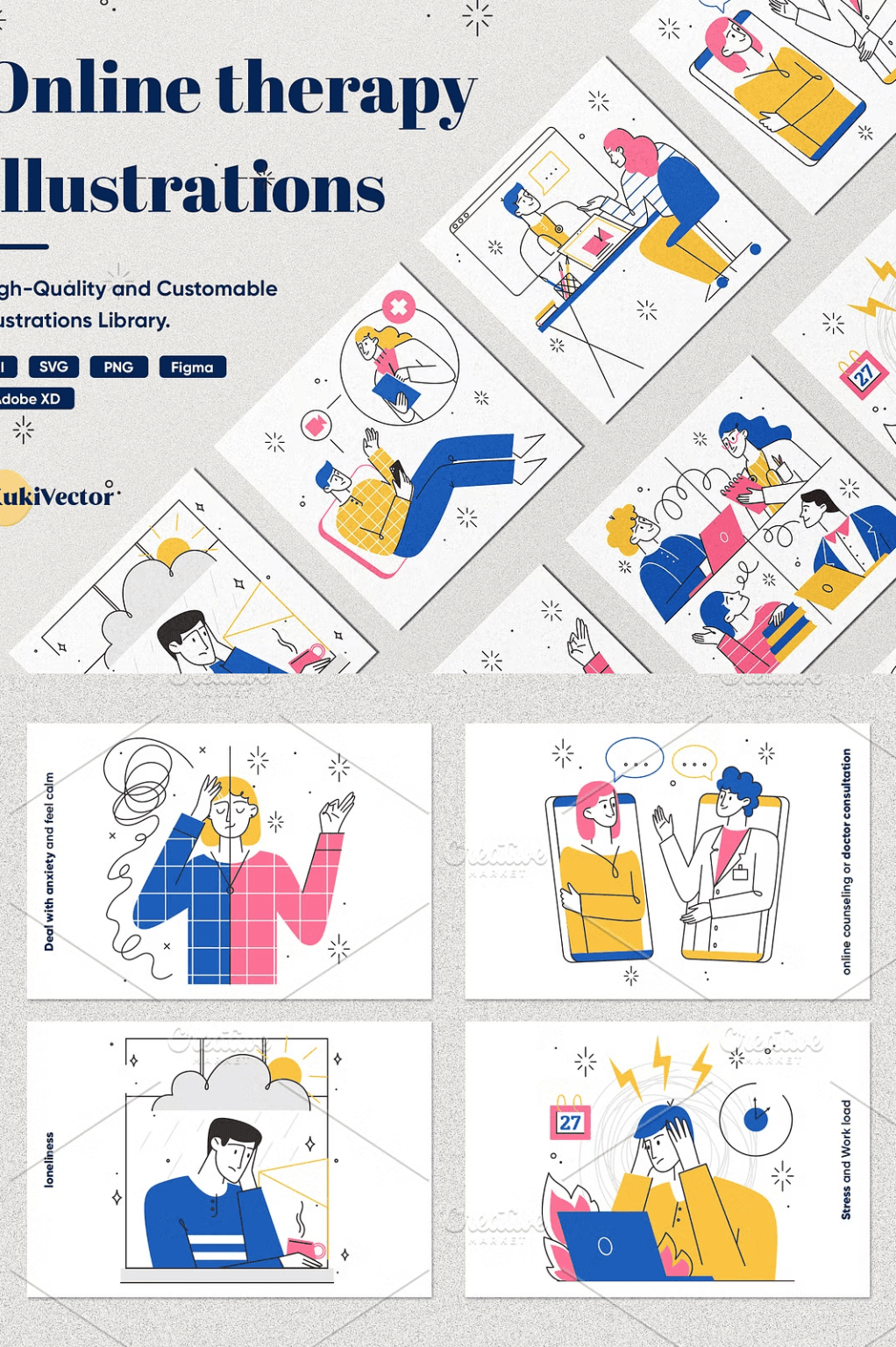 Online Therapy Illustrations - Hecavi - Illustrations Inspiration Website
