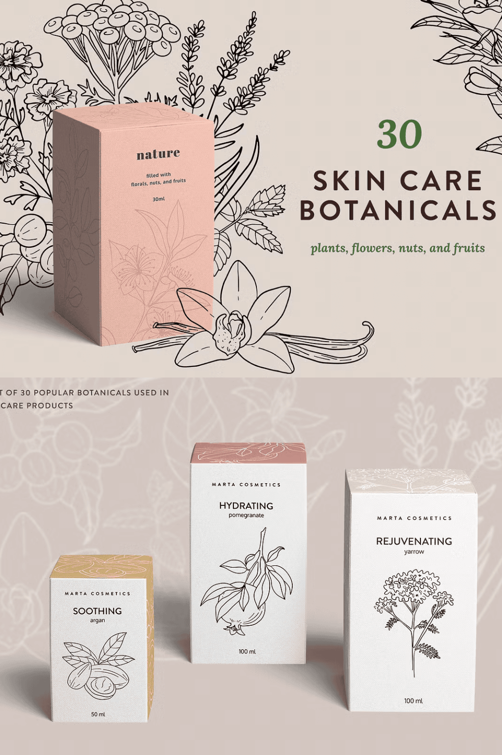 Skin Care Botanicals | 30 Designs - Hecavi - Illustrations Inspiration ...