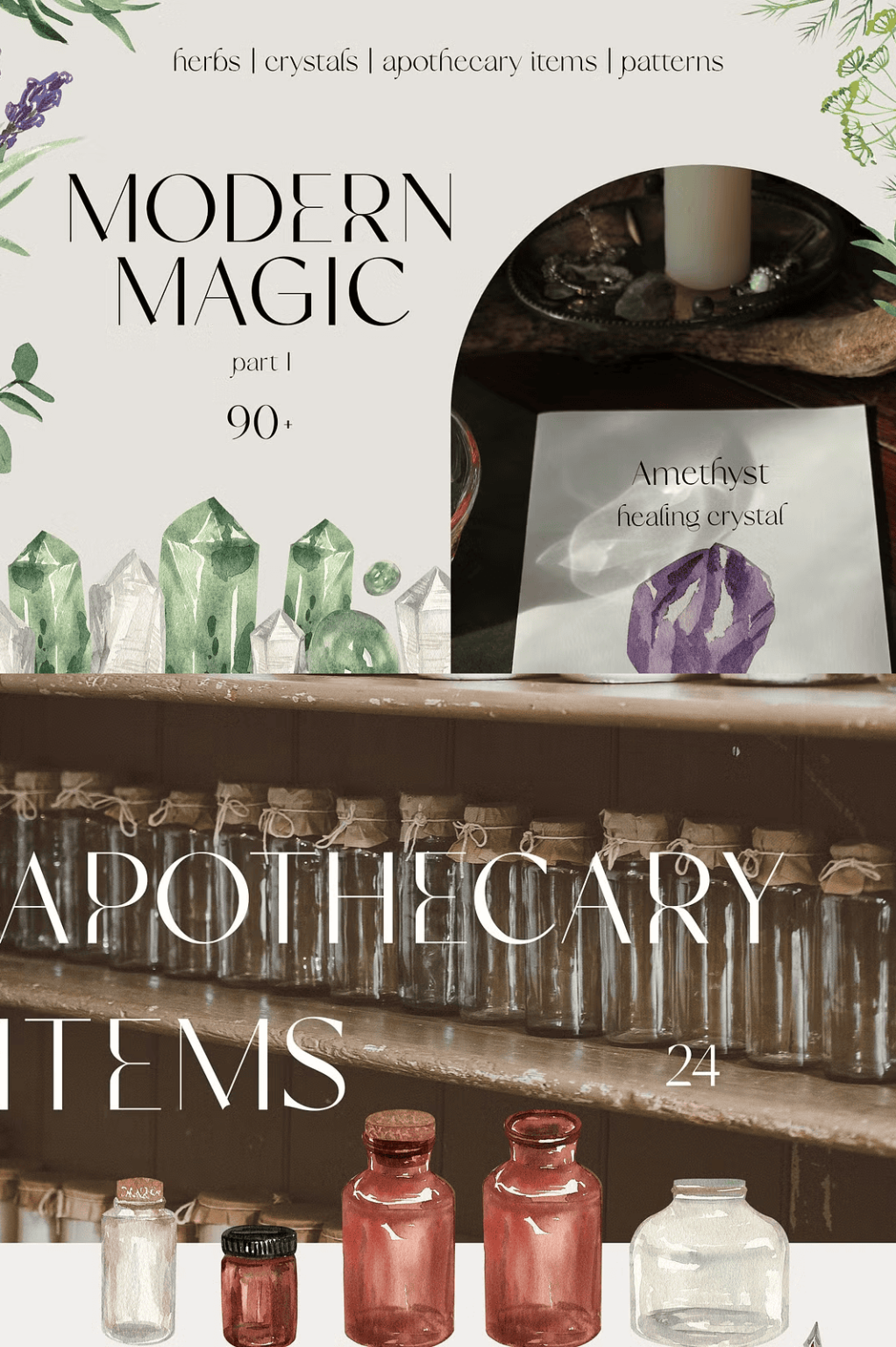 Modern Magic Herbs & Crystals - Hecavi - Illustrations Inspiration Website