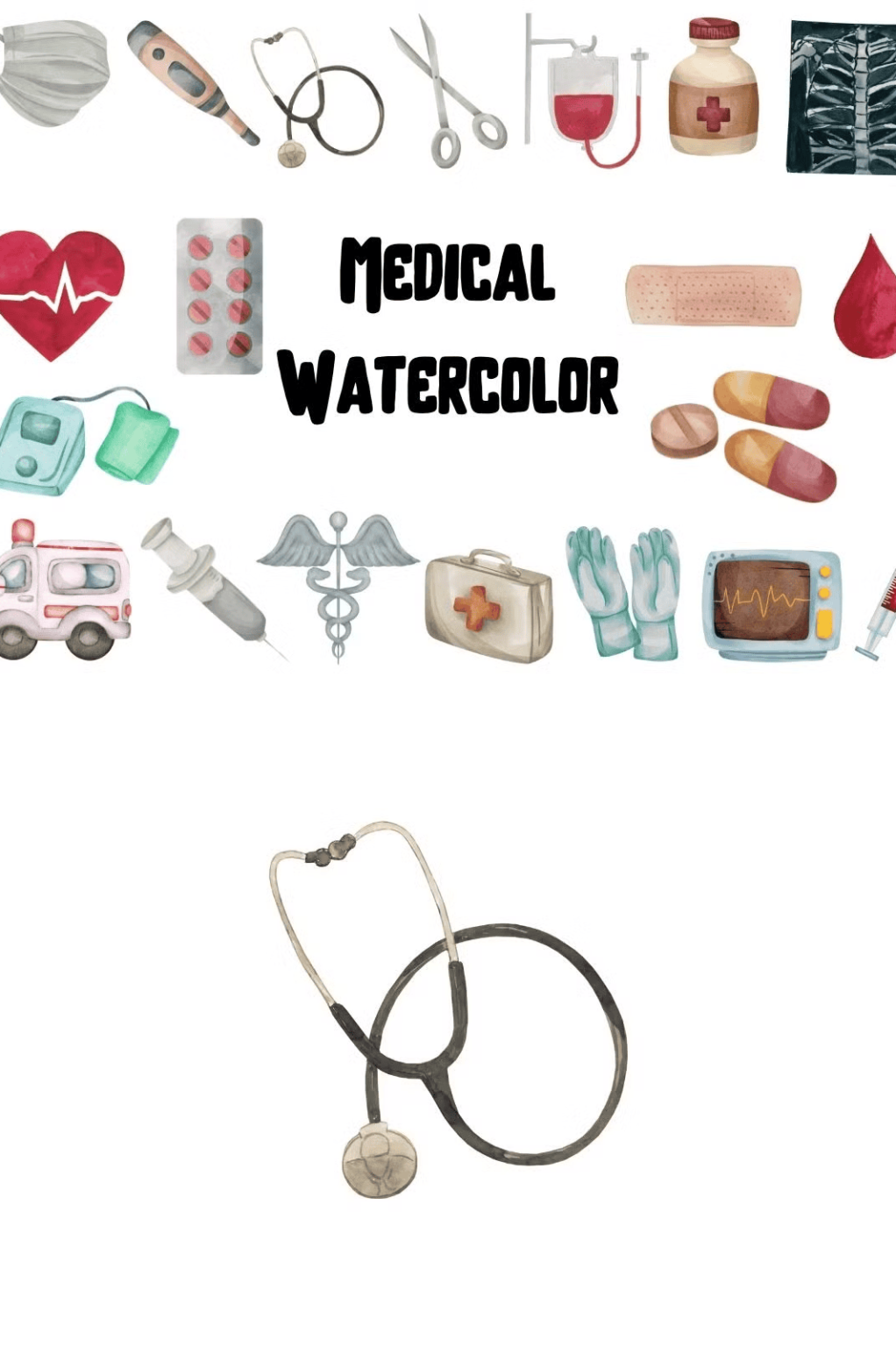 Watercolor Medical, Hospital Clipart - Hecavi - Illustrations ...